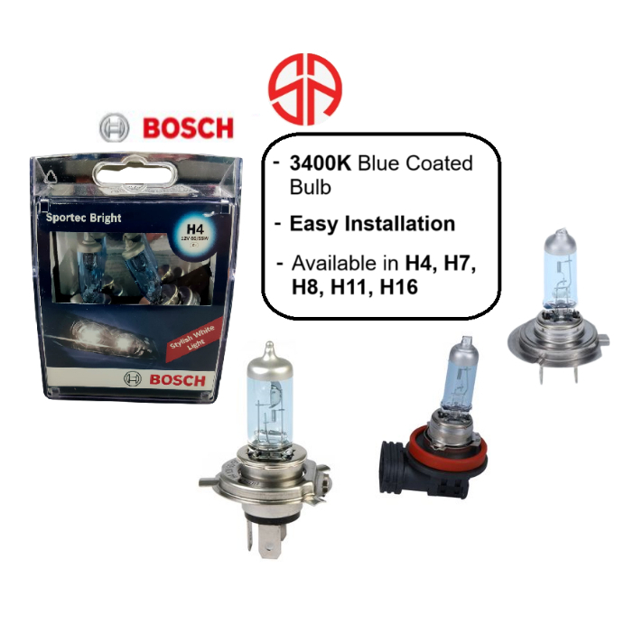Bosch Sportec Bright 3400K 12V Automotive Light H4 H7 H8 H11 H16 Car ...