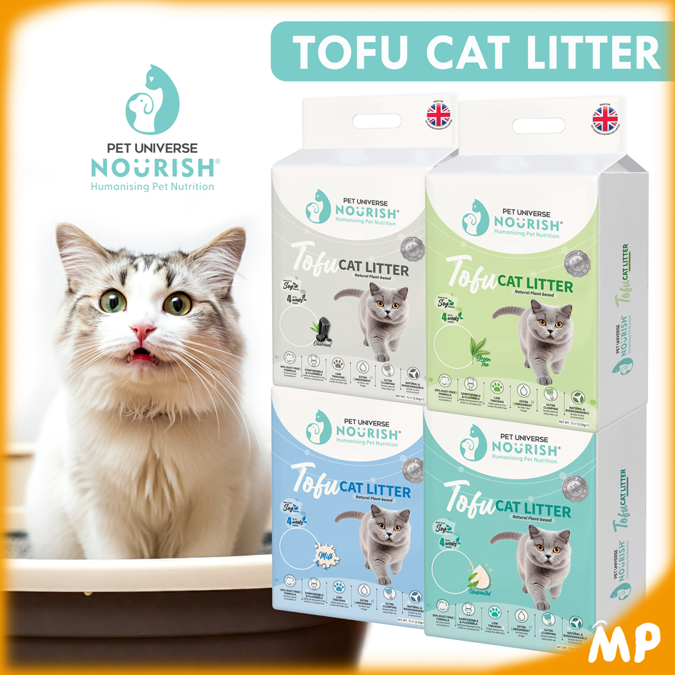 NOURISH Tofu Cat Litter 2.5KG/7L Pasir Kucing Natural Dust-Free Ultra ...