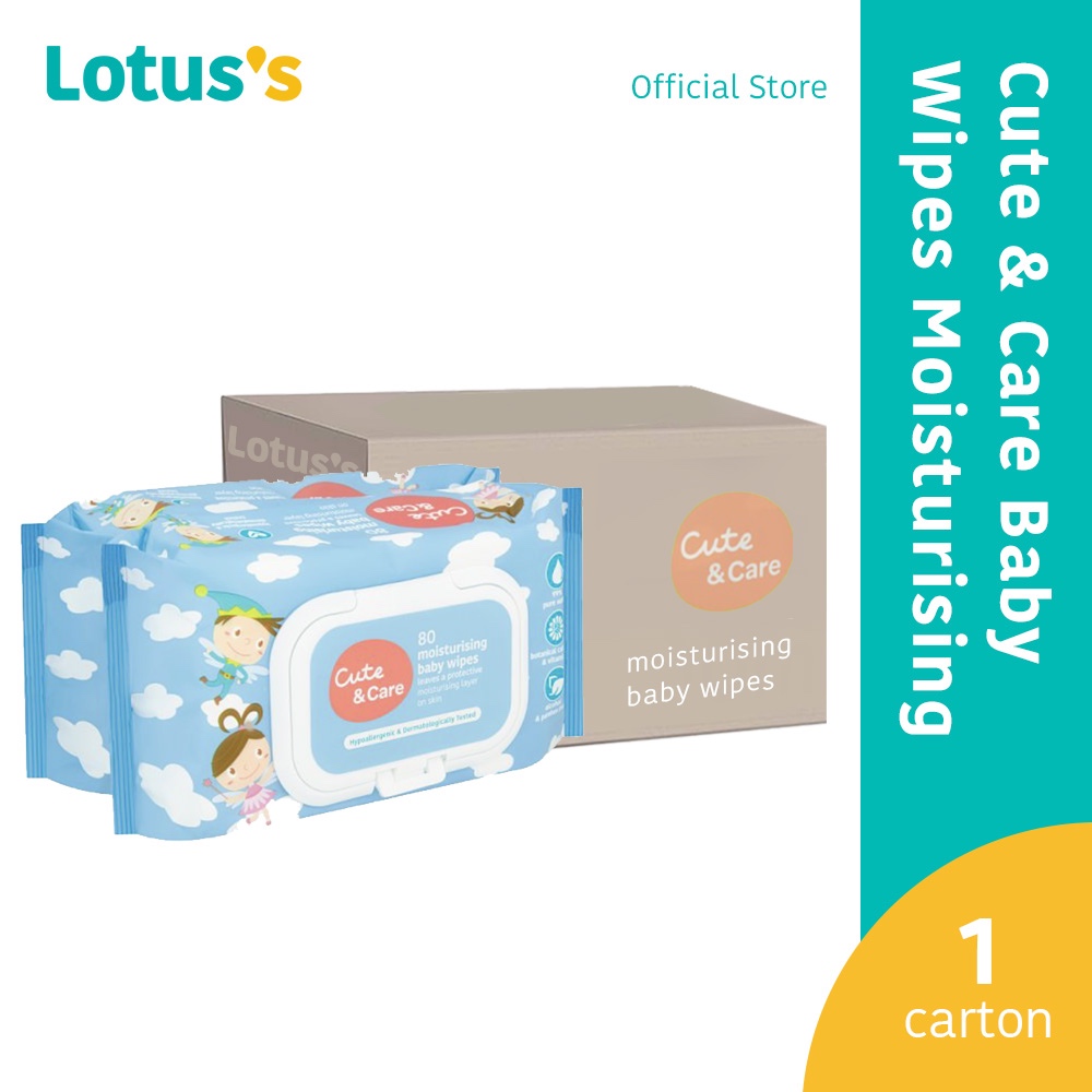 Cute & Care Baby Wipes Moisturising (80S x 2) x 8 Packs (1 Carton ...