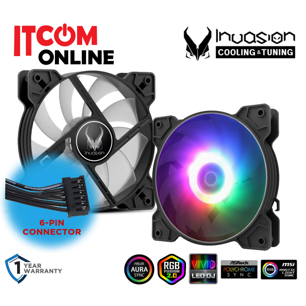 INVASION 12CM AURORA & XQZ6 PRO 6PIN ARGB CASING FAN BLACK/WHITE + 10 ...