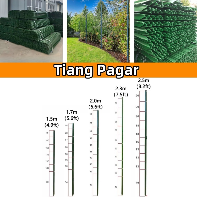 1.5m 1.7m 2m 2.3m 2.5 Tiang pagar besi Pagar Cyclone Fence Column Iron ...