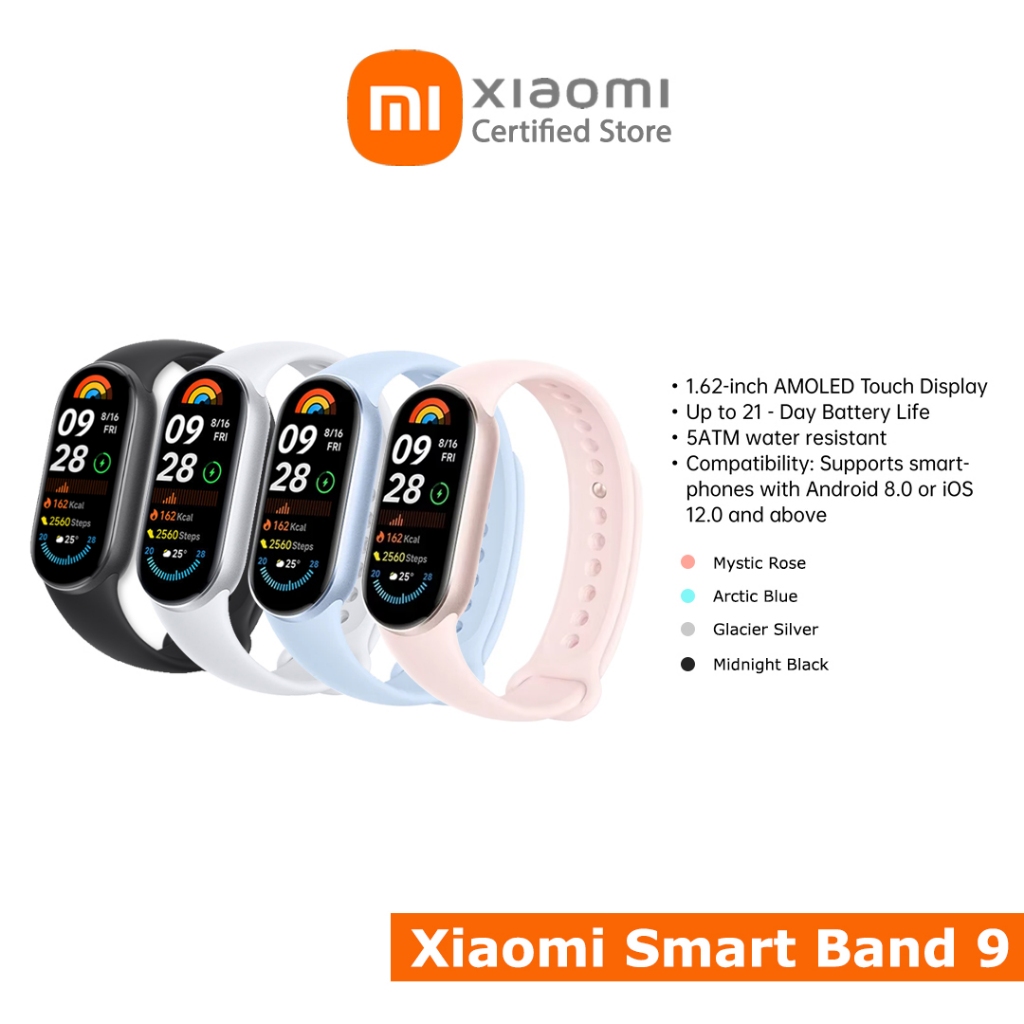 Xiaomi Smart Band 9 1.62'' AMOLED Display Colorful Metallic Frame ...