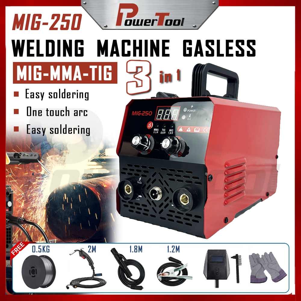 MIG/MMA/TIG 3in1 MIG Welding Machine Gasless Inverter Arc Inverter IGBT Welder Portable | Shopee ...