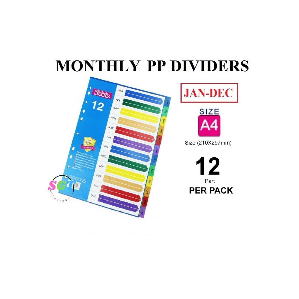 KIDARIO Monthly PP Index Divider ( January - December ) | Shopee Malaysia