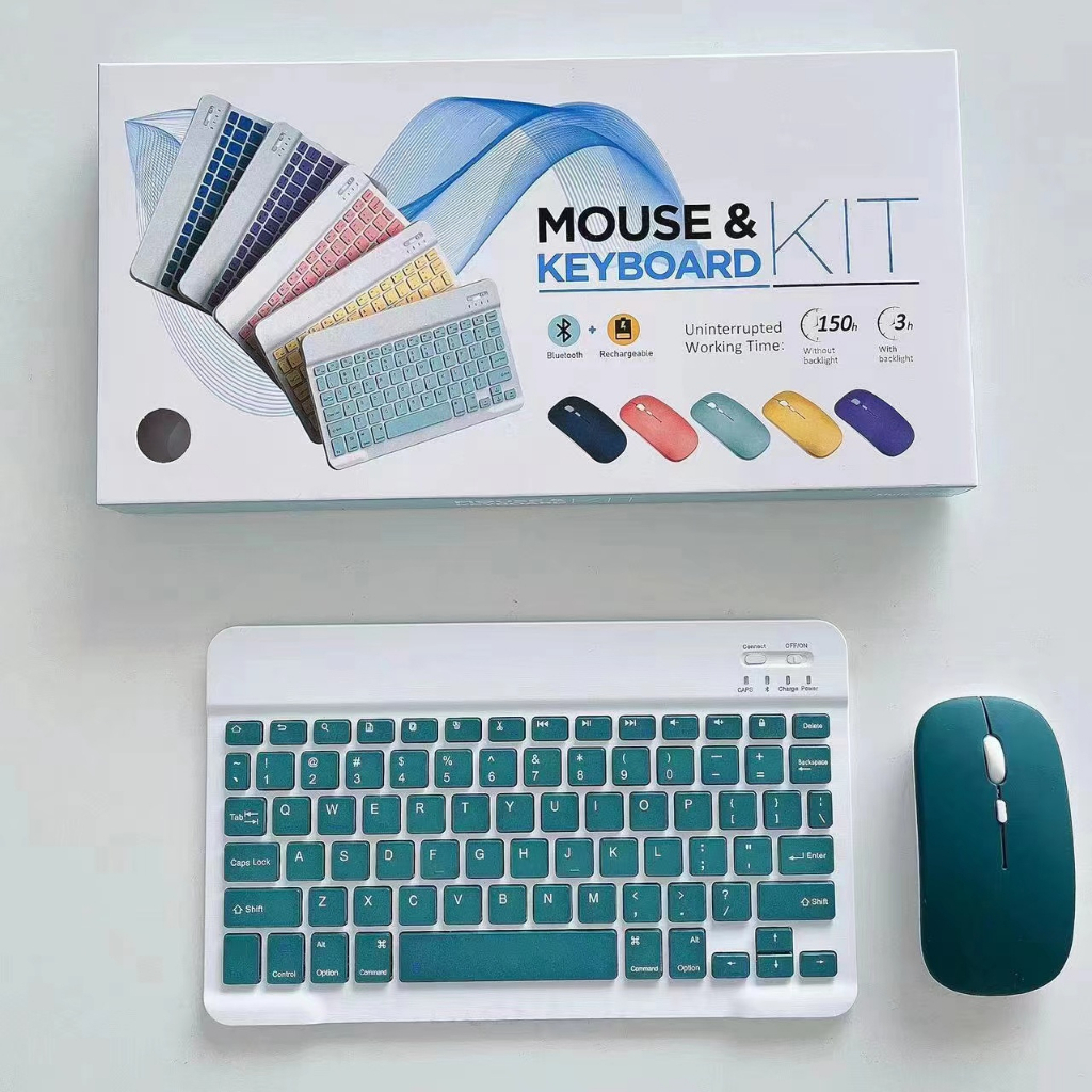 【Same Day Delivery】Wireless Bluetooth Mouse Keyboard Set Colorful 10 ...