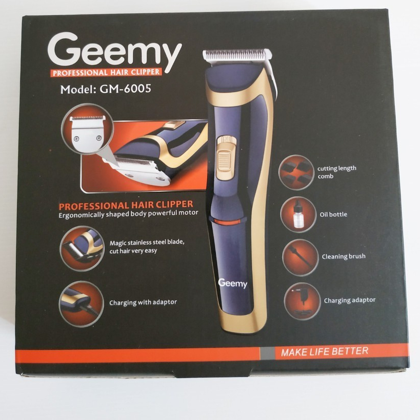 Geemy GM-6005 Professional Rechargeable Trimmer Hair Clipper 4 Comb ...