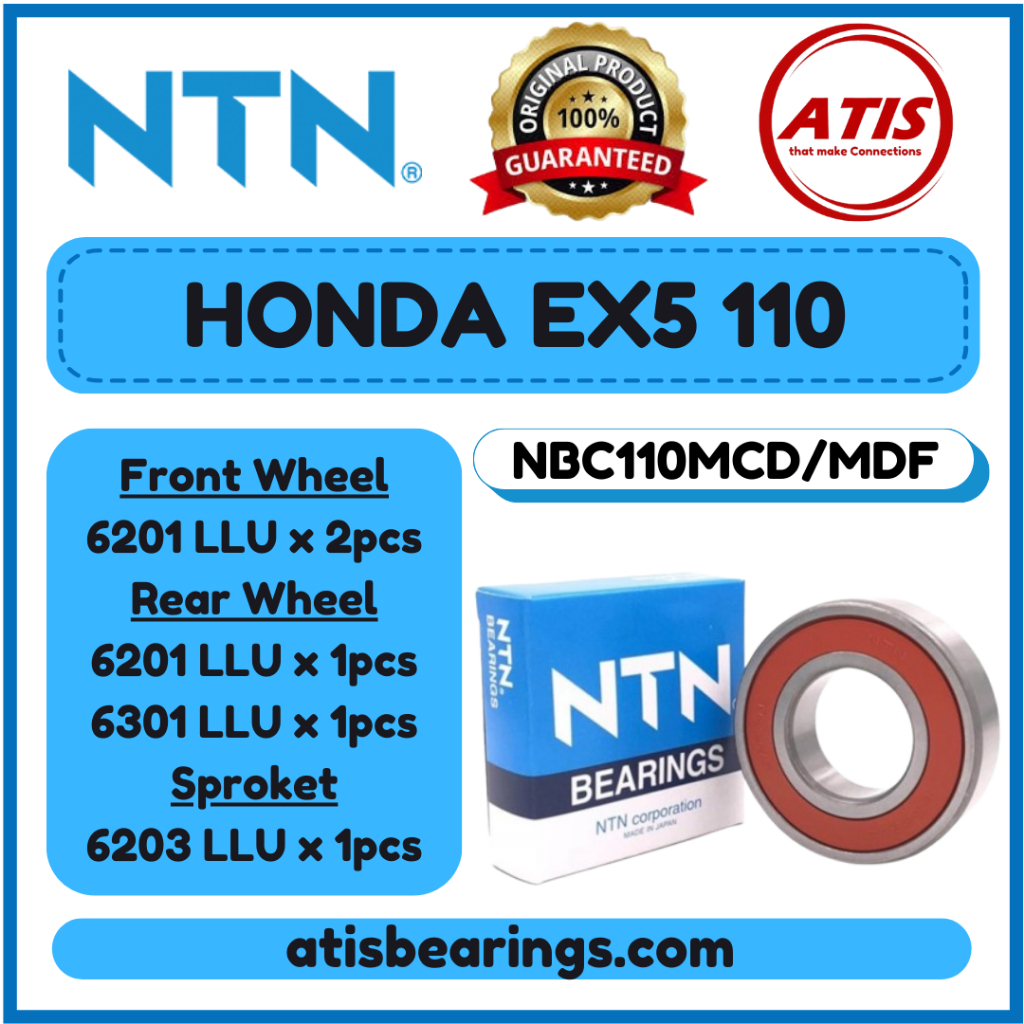 NTN HONDA EX5 DASH 125 RS150R WAVE ALPHA 125I C125 Depan & Belakang ...