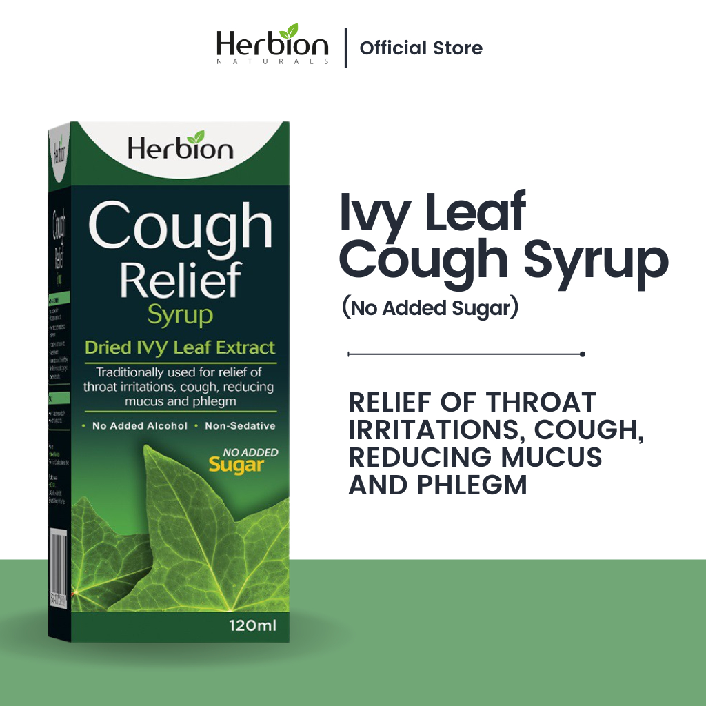 Herbion Cough Relief Syrup with Dried Ivy Leaf Extract Relieves Throat ...