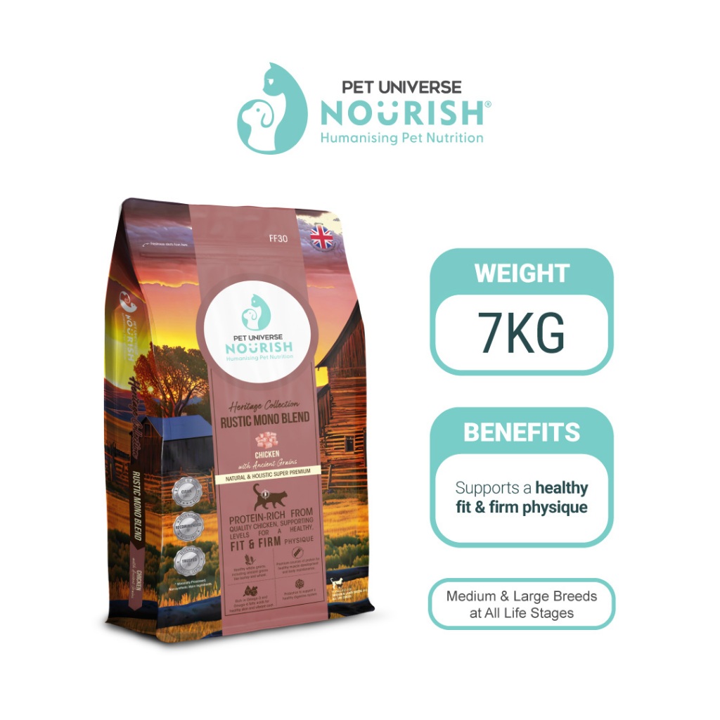 NOURISH Heritage Rustic Mono Blend Fit & Firm Dry Cat Food - Chicken ...