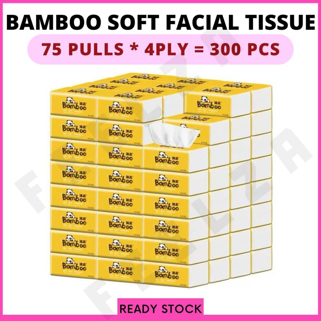 [Ready Stock] Bamboo Soft Facial Tissue 75pulls*4ply=300pcs Tisu Muka ...