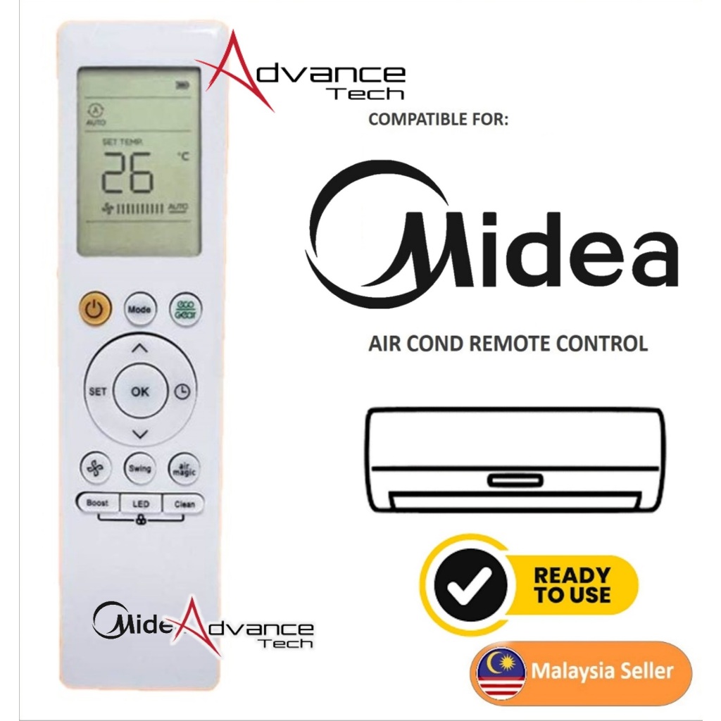 MIDEA REMOTE CONTROL AIRCOND AIR-CONDITIONER CONTROLLER | Shopee Malaysia
