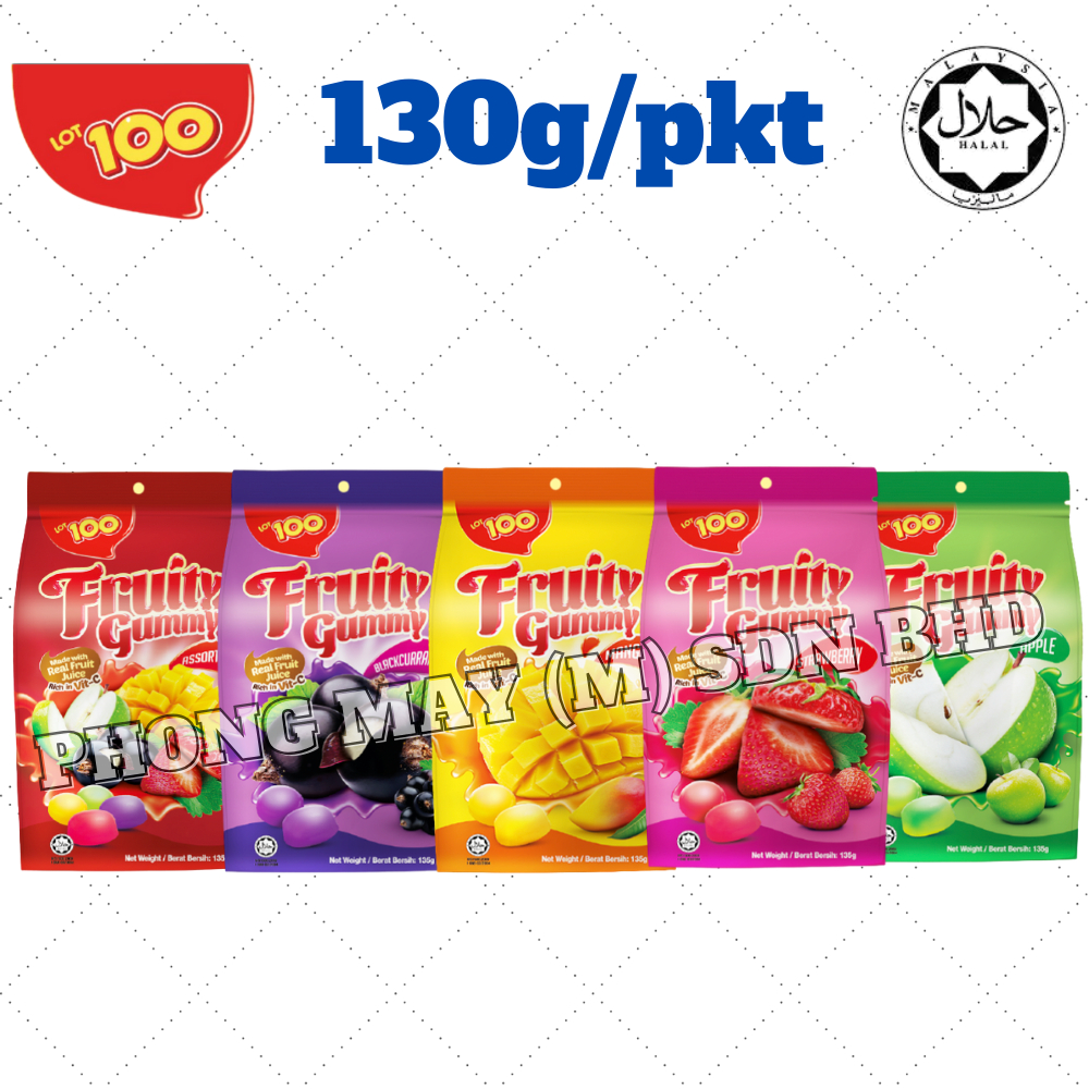 LOT100 GUMMY CANDY [130G] ASSORTED / BLACKCURRANT/ MANGO/ STRAWBERRY ...
