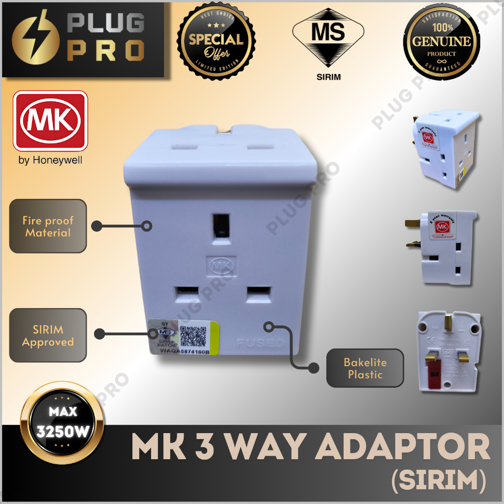 MK 3 Way Adaptor 692 - Socket 13A | Shopee Malaysia