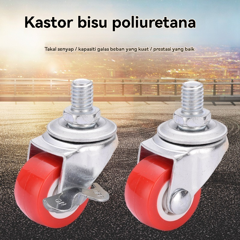 tolak roda senyap PU roda tinggi galas roda universal berat roda tetap ...