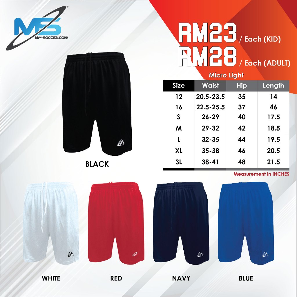 EGO SPORT EG500 TEAM WEAR FOOTBALL / FUTSAL SHORTS (MADE IN THAILAND ...