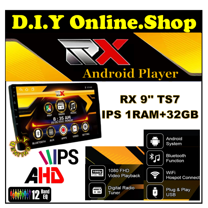RX 9'' INCH TS7 IPS 1GB RAM + 32GB ROM ANDROID PLAYER , AHD ,12 BRAND ...