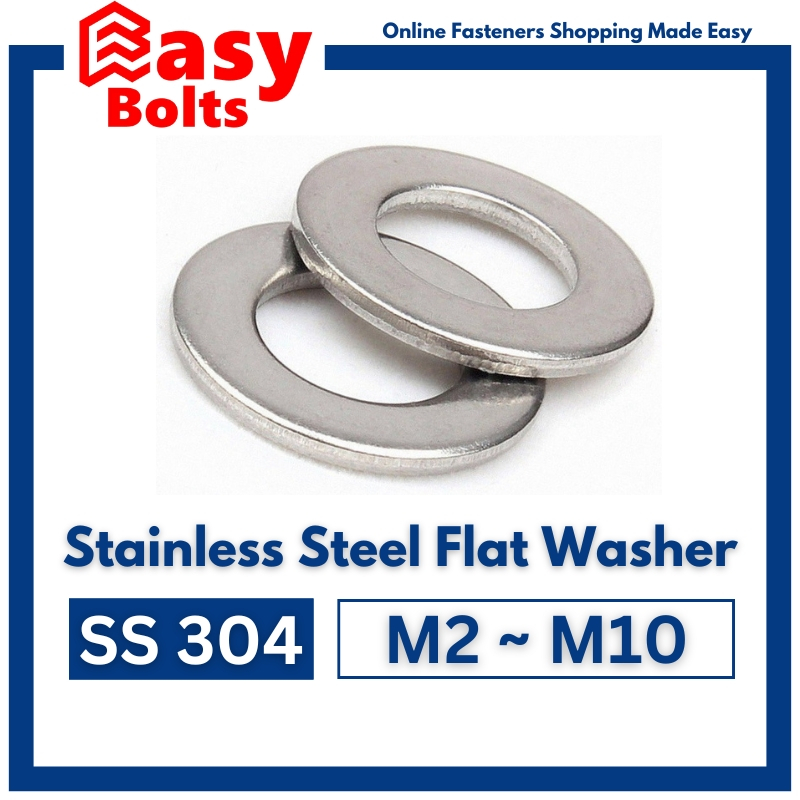 SS Flat Washer M2 ~ M10 (Stainless Steel 304 FW) (M2 2.5 M3 M4 M5 M6 M8 M10) | Shopee Malaysia