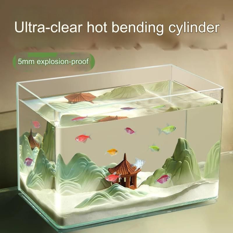 Yee small tank super white glass aquarium small fish tank living room ...