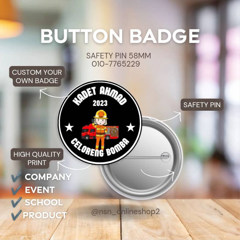 Min Order 10pcs Custom Button Badge 58mm | Shopee Malaysia