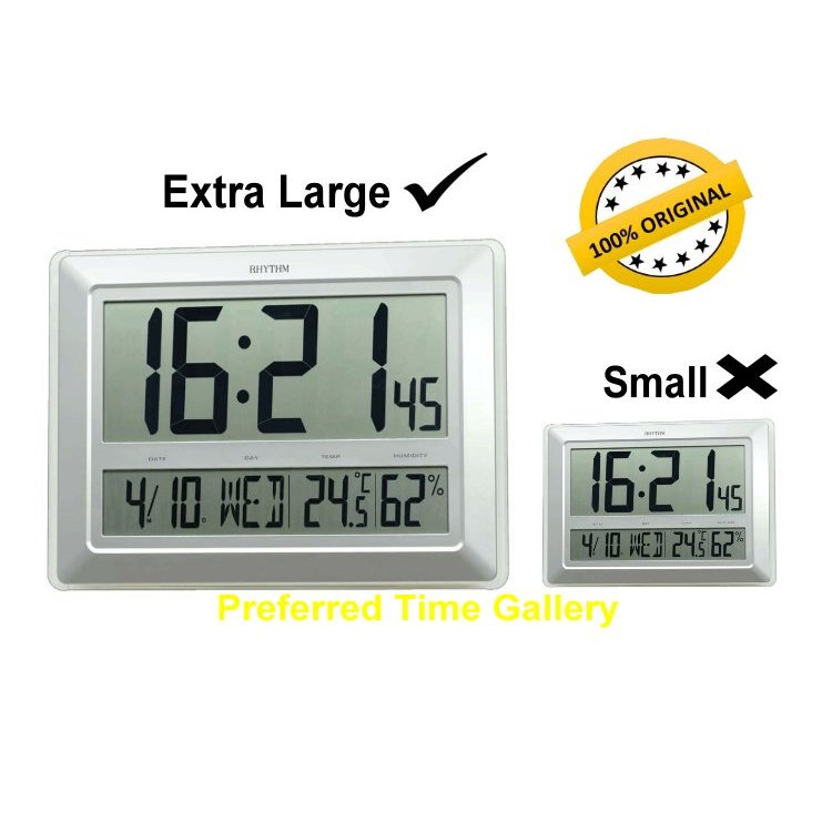(Clock) 100% ORIGINAL Rhythm LCW015NR19 Big Size Digital Table/Wall ...