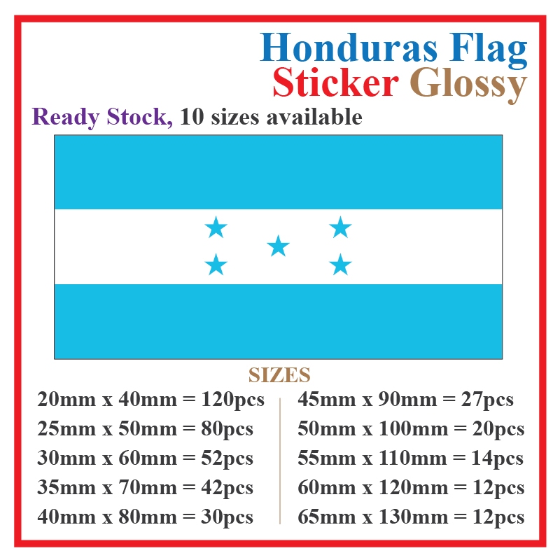 Honduras Flag Sticker Rectangle Postcard / Stiker Pelekat Poskad ...
