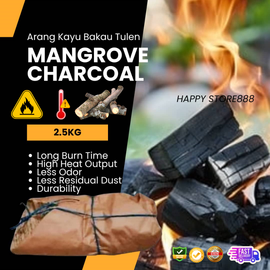 2.5KG NATURAL MANGROVE LOG CHARCOAL/ARANG KAYU BAKAU TULEN/HIGH CALORIFIC VALUE RAW CHARCOAL ...