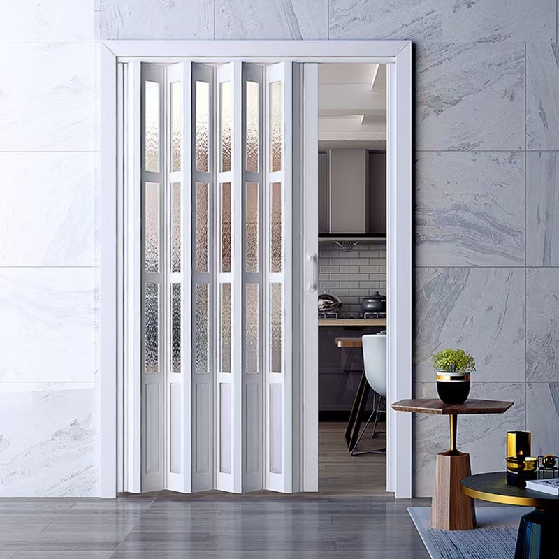 PVC folding door kitchen door telescopic household trackless partition ...