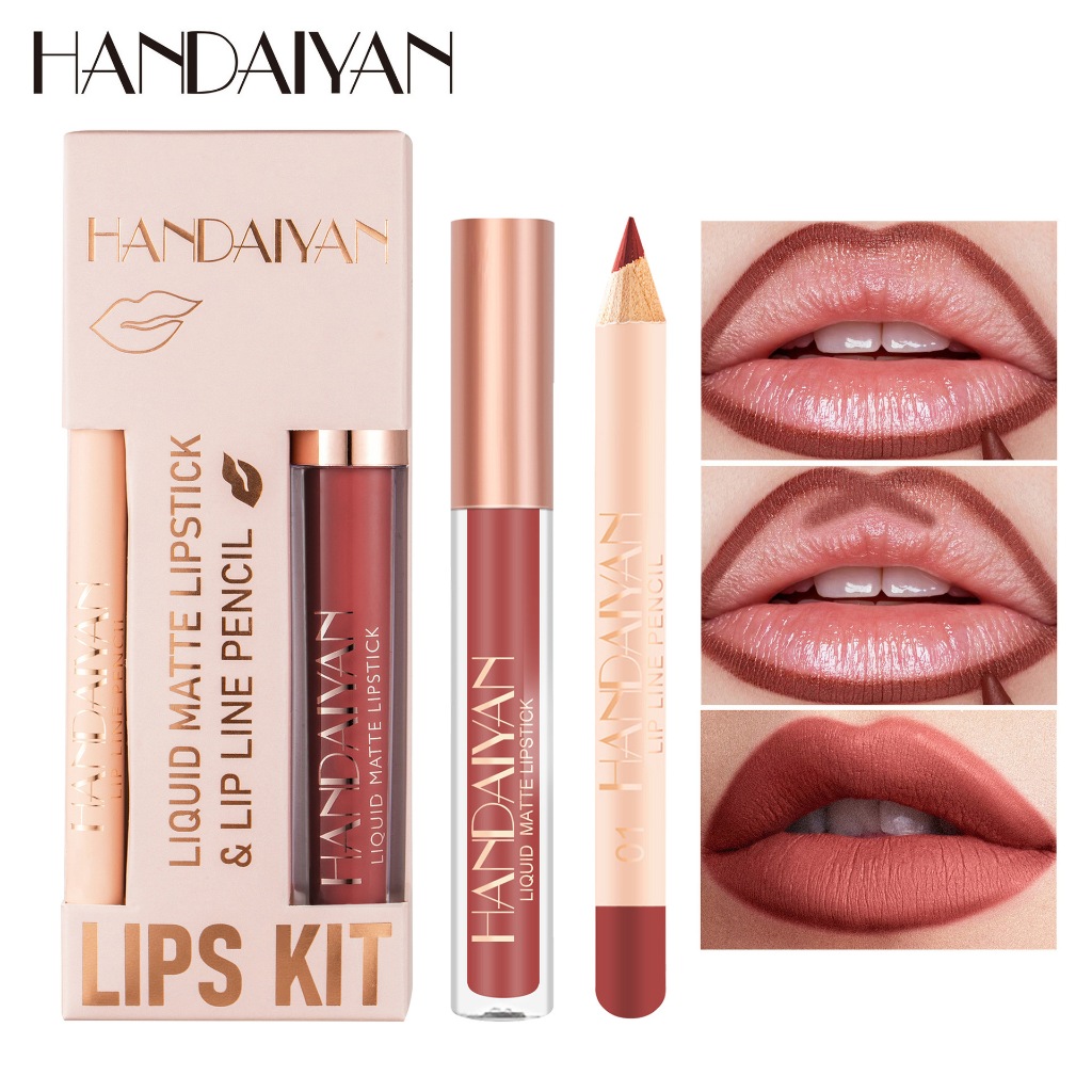 Handaiyan Lip Liner & Liquid Lipstick Makeup Lips Kit Makeup Lipstick ...