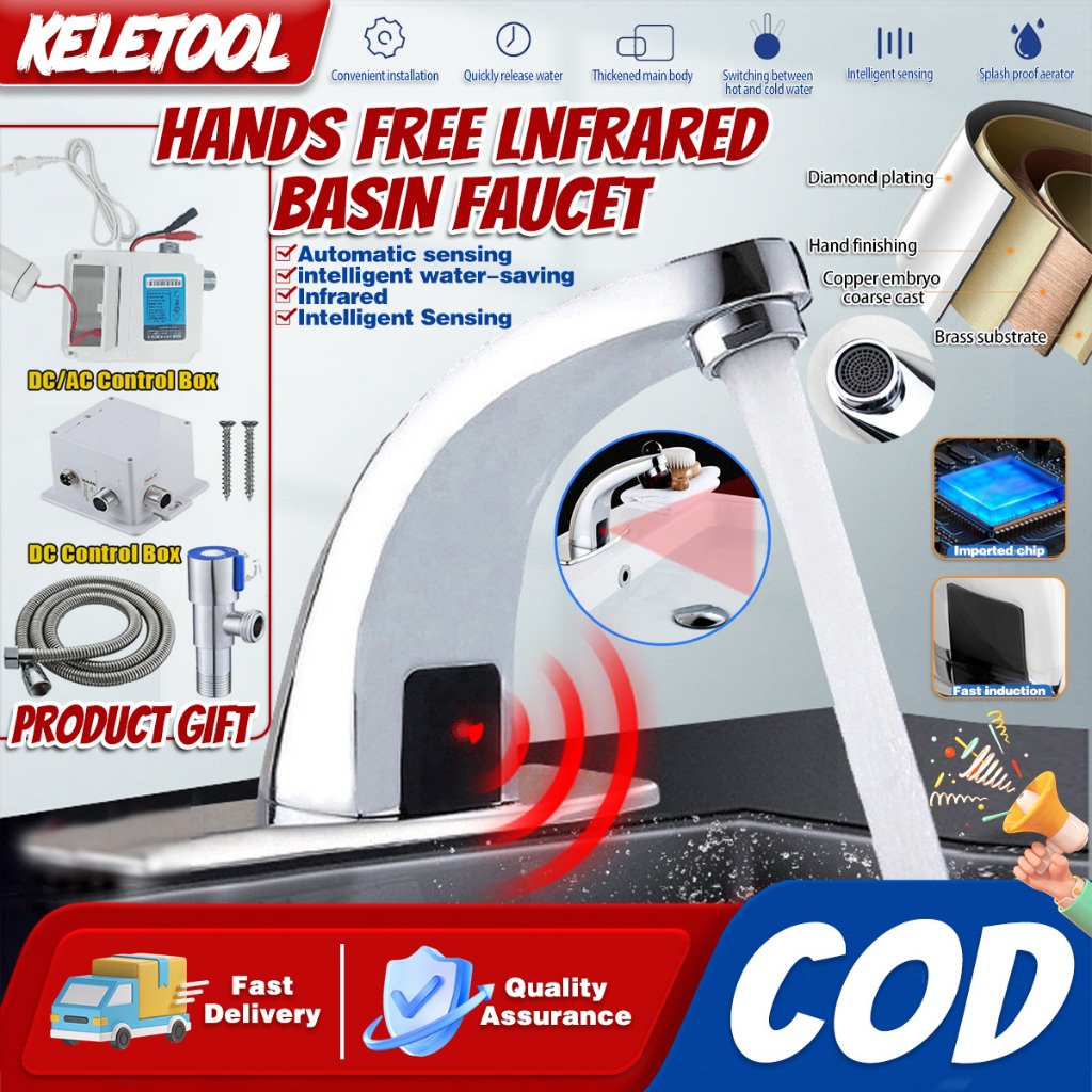 Automatic Sink Sensor Tap Hands Free Infrared Water Bathroom Basin ...