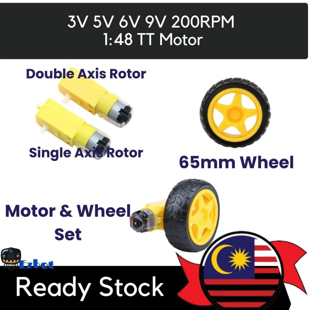 Ready Stock 3V-9V 200RPM TT 130 2WD Robot Smart Car Chassis Set Plastic ...