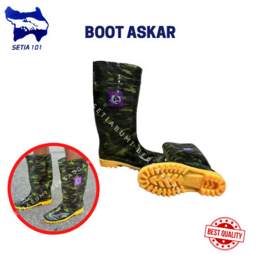 BOOT TINGGI ASKAR ORANG ASLI/ARMY BOOT ORANG ASLI/KASUT GETAH TINGGI ...