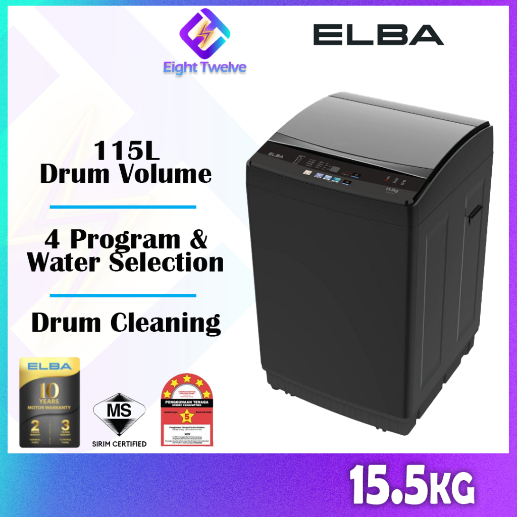 7.5KG - 15.5KG ELBA 5 Star Top Load Washing Machine Mesin Basuh | Auto Sense Technology | Shopee ...