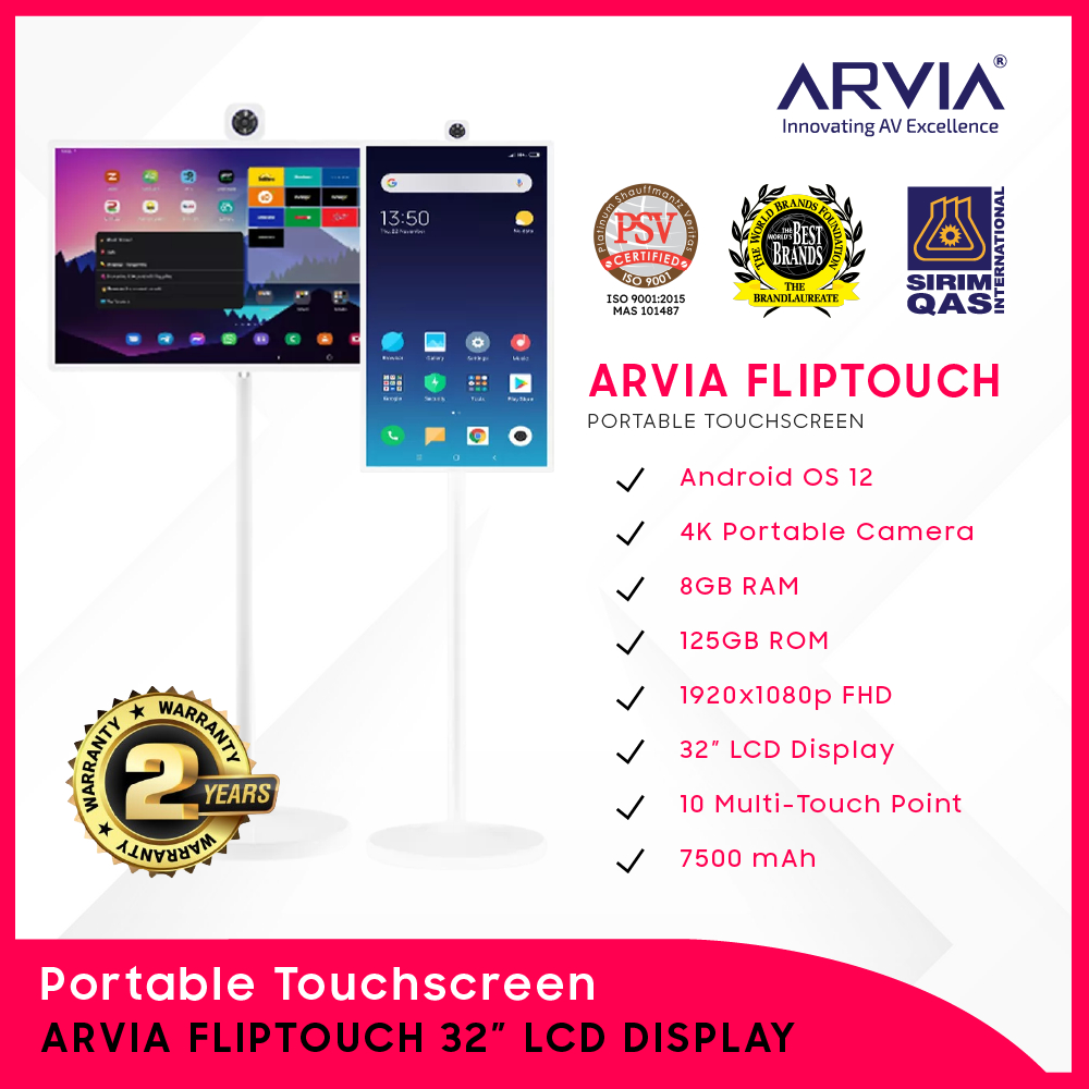 Arvia Flip Touch TSP-32 - 32” Portable Touch Screen Display, Moveable ...