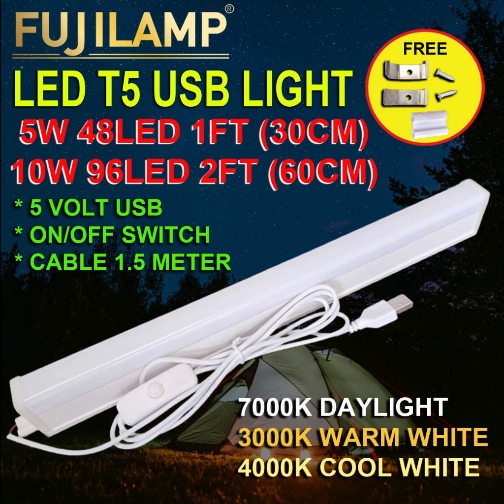 READY STOCK USB LED Light 30cm 5W 60cm 10W Portable DC 5V Hard Bar Tube ...