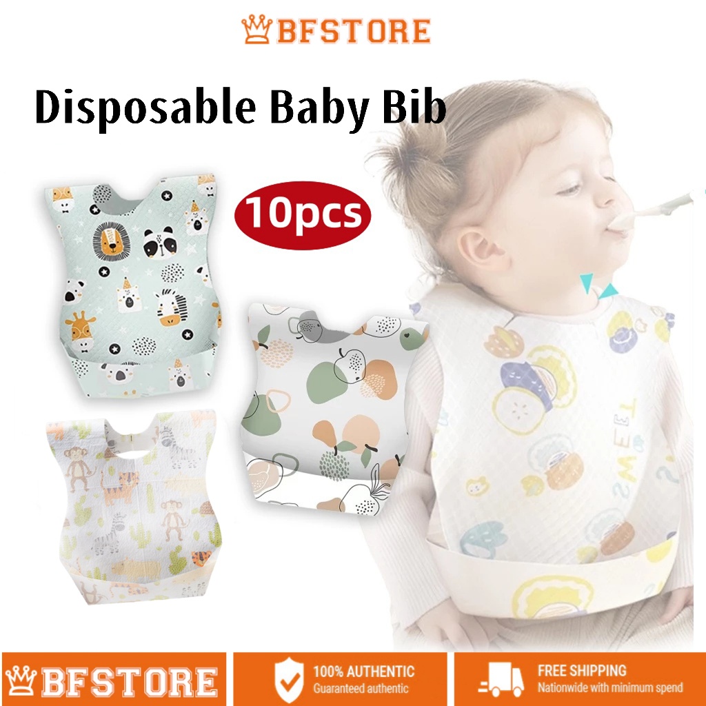 10Pcs/set Individual Packing Disposable Baby Bib Travel Waterproof Bib ...