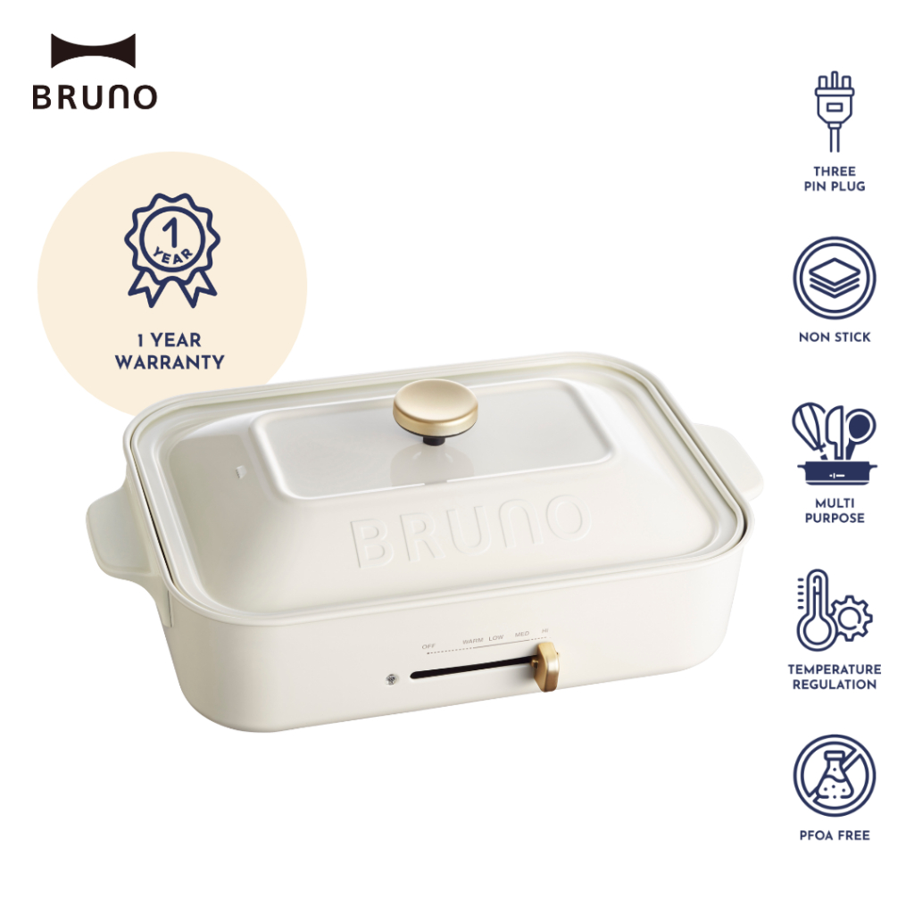 Bruno Compact Hotplate - White (Mesin Plat Pemanas Sedang - Putih ...