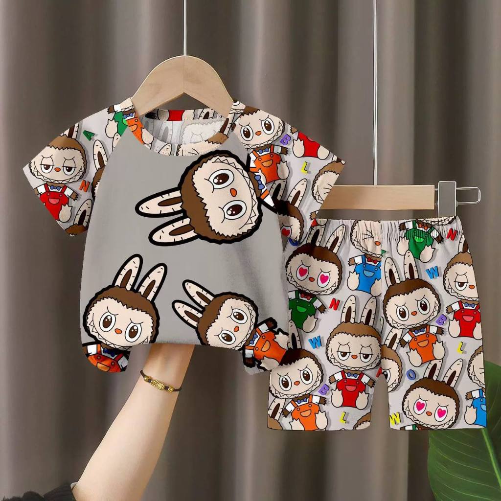 Little Baby Kids Pyjamas Set Boy Cartoon Cute Labubu Bear Rainbow ...
