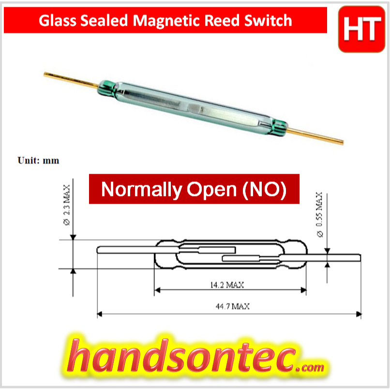 Glass Sealed Magnetic Reed Switch Normally Open (NO) 100V/0.5A ...