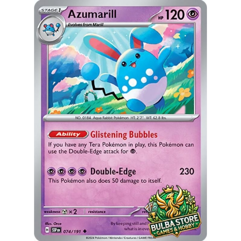Azumarill 074/191 Surging Sparks SV08 SSP Pokémon TCG Card Game Scarlet ...