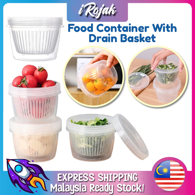 [iRojak] Spring Onion Storage Box Garlic Double Layer Drain Fridge ...