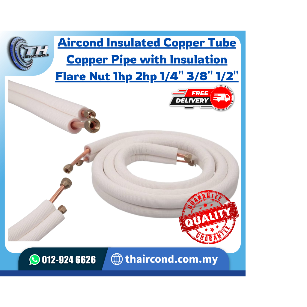 Aircond Insulated Copper Tube Copper Pipe with Insulation Flare Nut 1hp ...