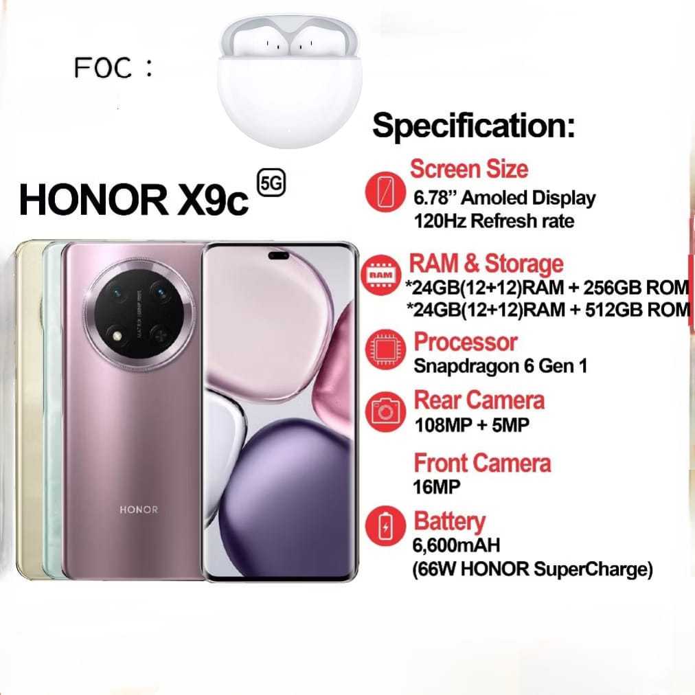 HONOR X9c 5G (12RAM + 256/512GB ROM) Ultra-Tough Triple Defense l HONOR Magic Al 🎁HONOR Malaysia ...