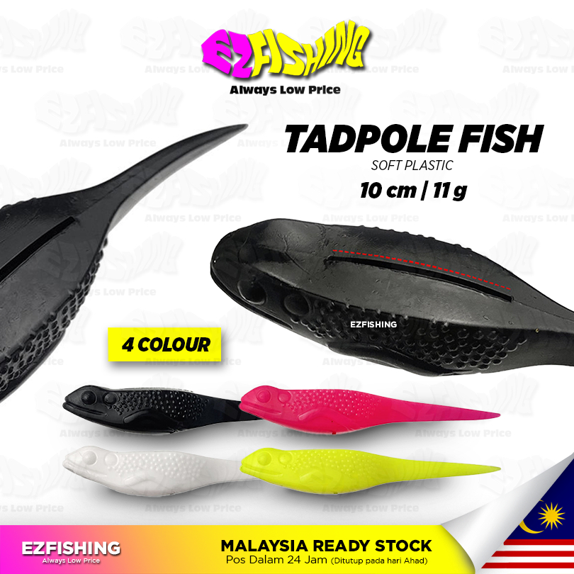 EZF Tadpole Fish Soft Plastic With Hook 10cm 11g Katak Berudu Soft ...
