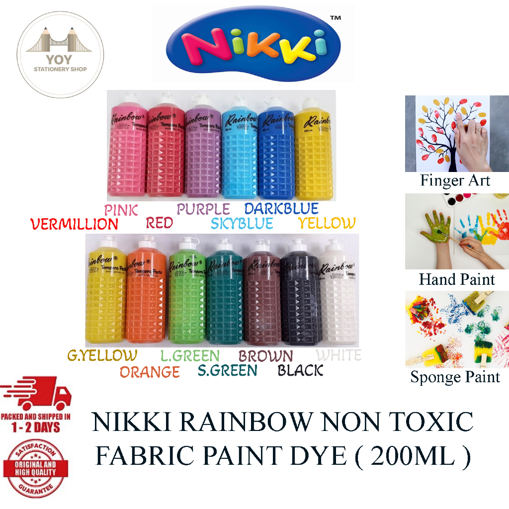 NIKKI RAINBOW NON TOXIC TEMPERA PASTE COLOUR PAINT (200ML) - [HAND ...