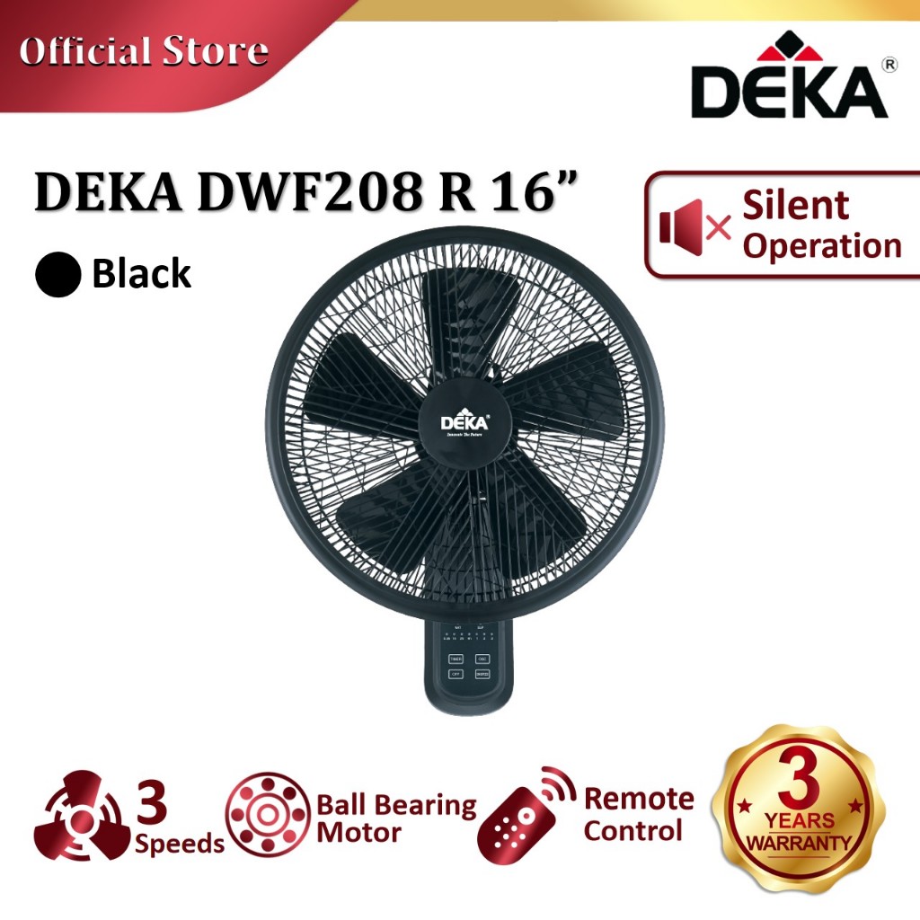 DEKA WF108 WF208R 16" 5 Blades Wall Fan 3 Speeds Control with Remote ...