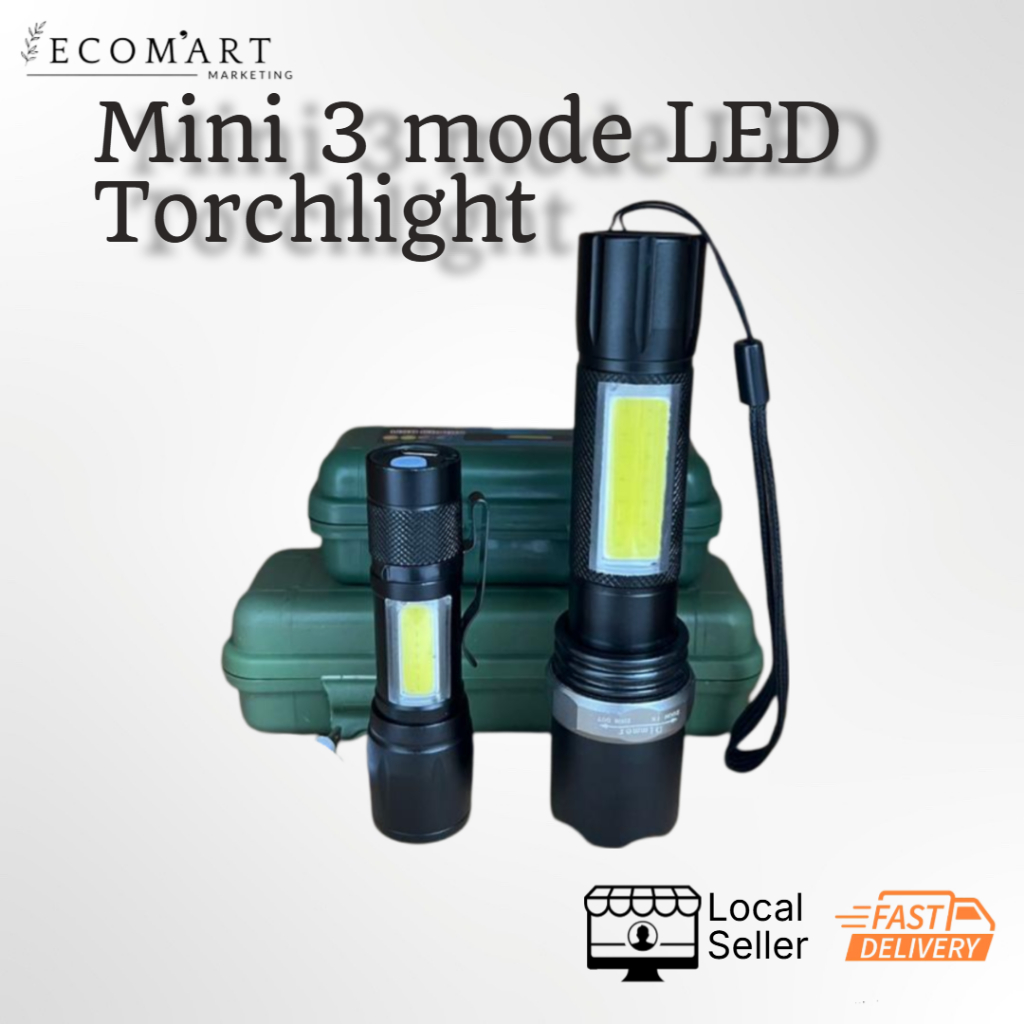 EComArt Mini 3 mode LED Torchlight power style USB waterproof zoomable ...