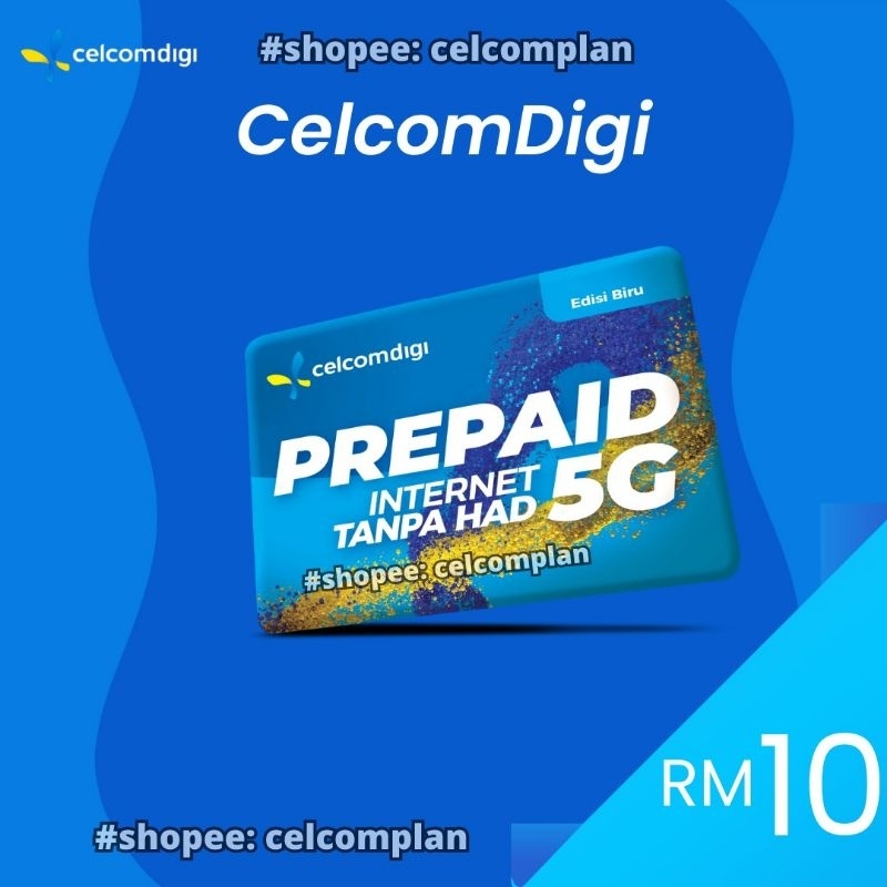 SIM CELCOM PREPAID EDISI BIRU UNLIMITED 5G (simkad sahaja) | Shopee Malaysia