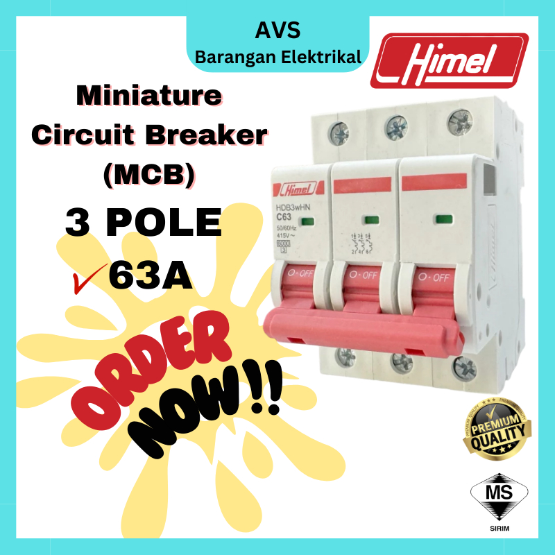 HIMEL MCB 3 POLE 63A MINIATURE CIRCUIT BREAKER | Shopee Malaysia