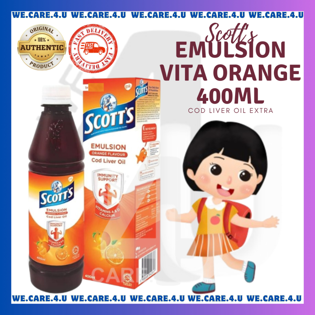SCOTT'S EMULSION COD LIVER OIL EXTRA 400ML - ORANGE FLAVOUR | Shopee ...