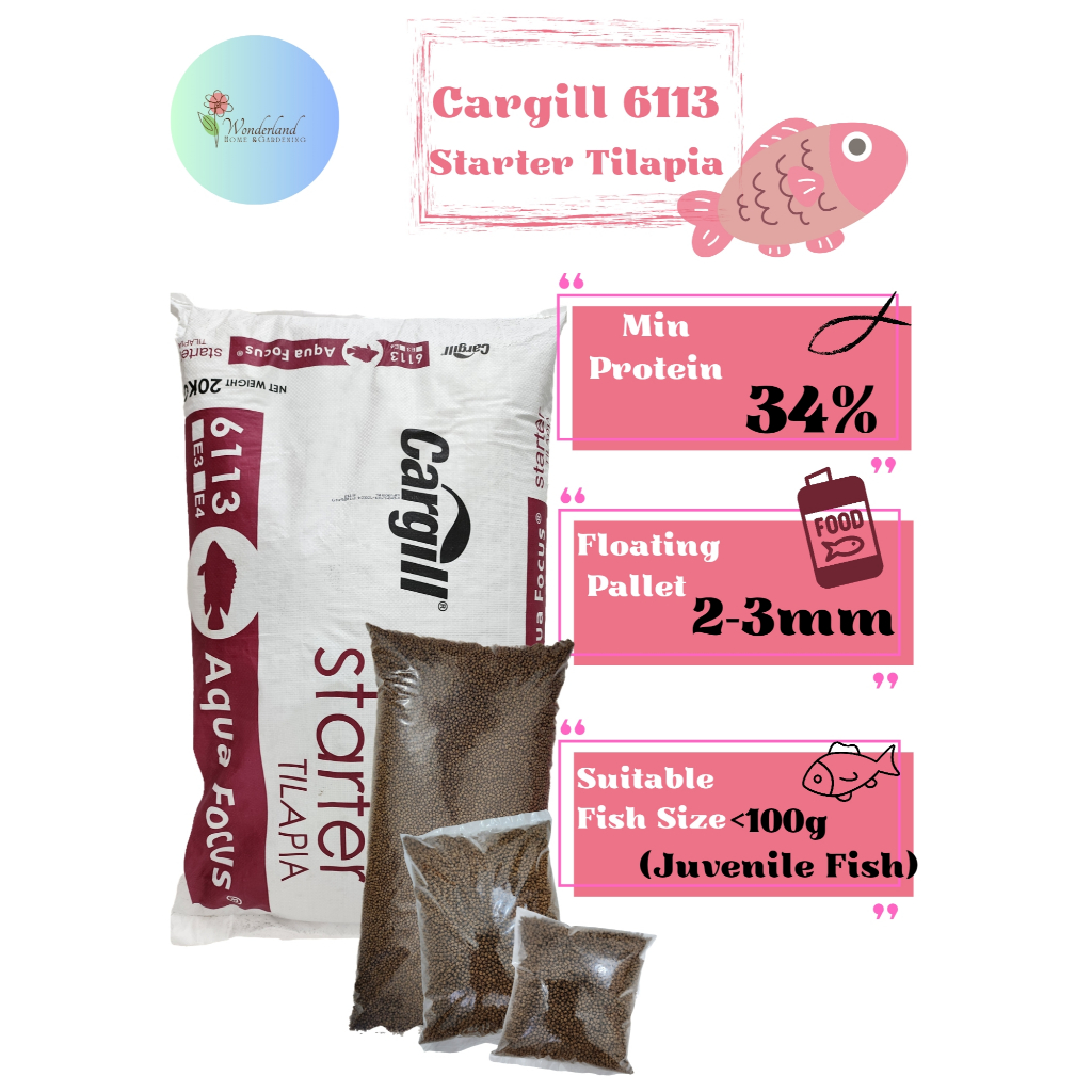 [REPACK 500G/1KG/3KG] Cargill Starter 6113 Pellet Ikan Premium Tilapia ...
